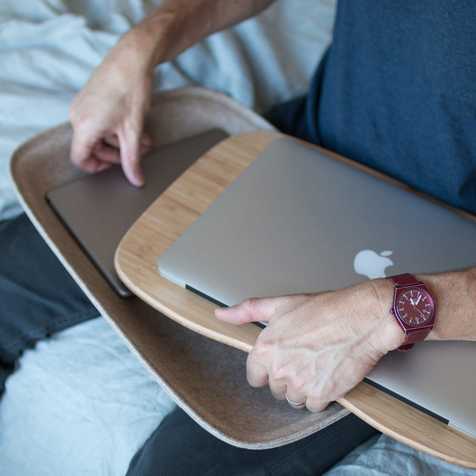 Lapod Lap Desk with Storage Pod, Natural Bamboo and Sustainable Felt ...